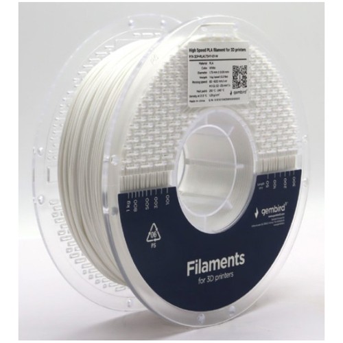 Gembird Brzotopivi PLA Filament za 3D stampac 1.75mm, kotur 1KG Bela | 3DP-PLA1.75HY-01-W