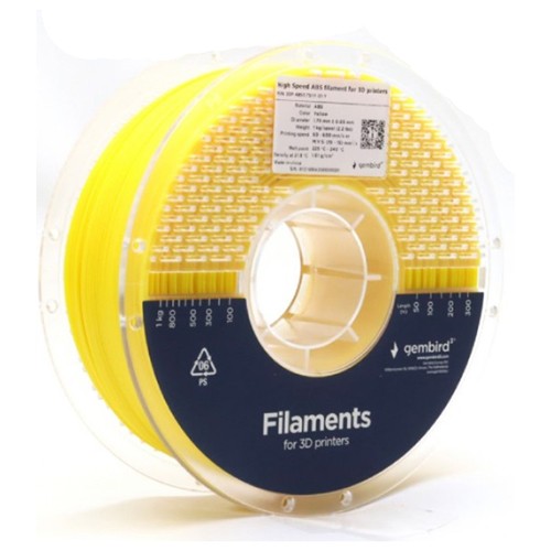 Gembird Brzotopivi ABS Filament za 3D stampac 1.75mm, kotur 1KG Žuta | 3DP-ABS1.75HY-01-Y