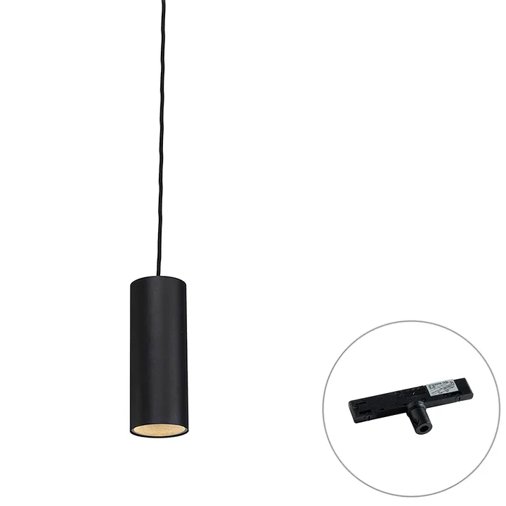 Design hanglamp zwart incl. rail adapter 1-fase - Slimline Tubo