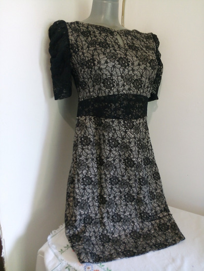 EFFE crno srebrna cipka haljina M/L