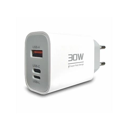 Bavitel punjač 30W Usb A/Type C/IOS + kabl Type C/Lightning bela KeKe-PD004