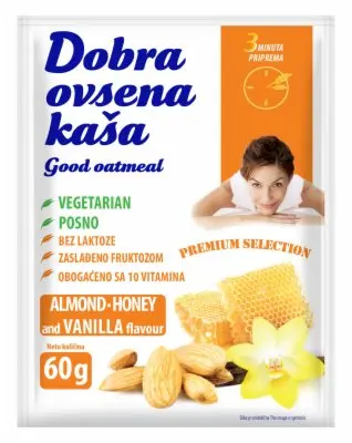 Dobra ovsena kaša Badem, med i vanila, 60g