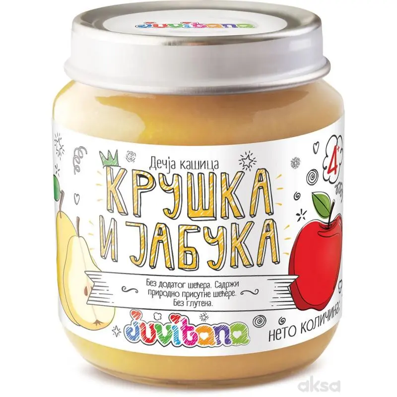 Juvitana Kašica za bebe od jabuke i kruške 4M+, 128g
