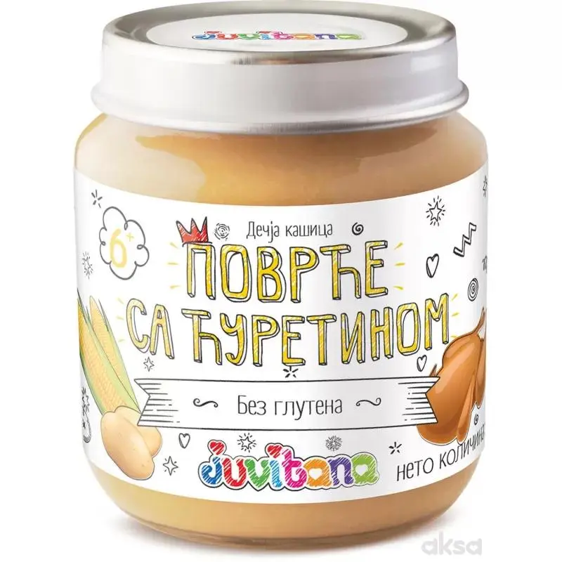 Juvitana Kašica za bebe od povrća sa ćuretinom 6M+, 128g