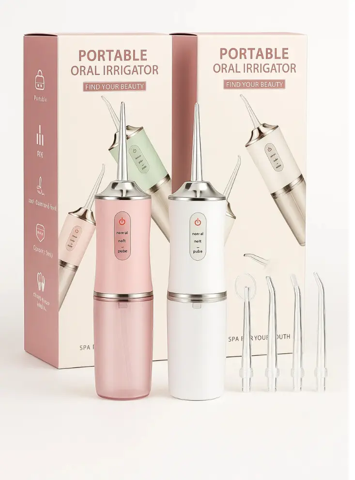 2x Oralni irigator za pranje zuba roze + beli