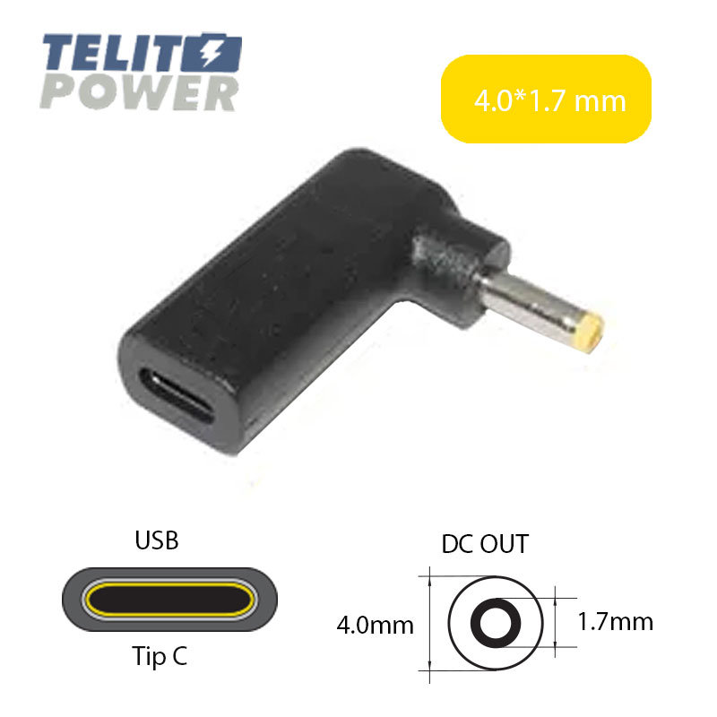Laptop adapter za napajanje - DC konektor USB-C na 4.0x1.7mm