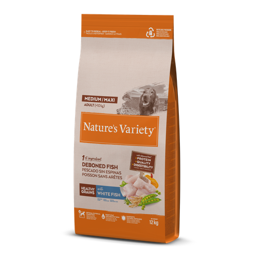 Nature's Variety Dog Healthy Grains Medium Adult White Fish 12kg