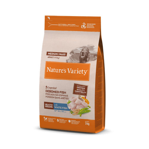 Nature's Variety Dog Healthy Grains Medium Adult White Fish 3kg