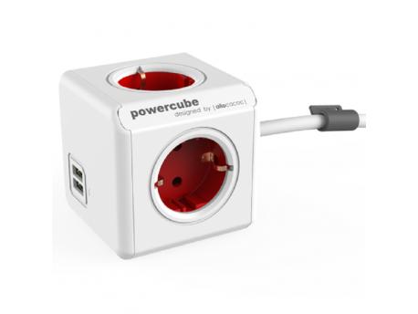 ALLOCACOC PowerCube Extended USB 4xSchuko + dual USB, kabl duž.1,5m, crvena