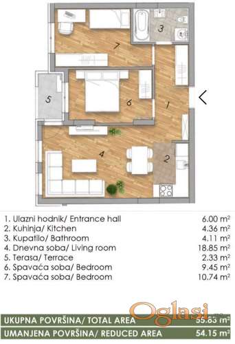 Stan u izgradnji odličnog kvaliteta gradnje i opreme. Podbara!