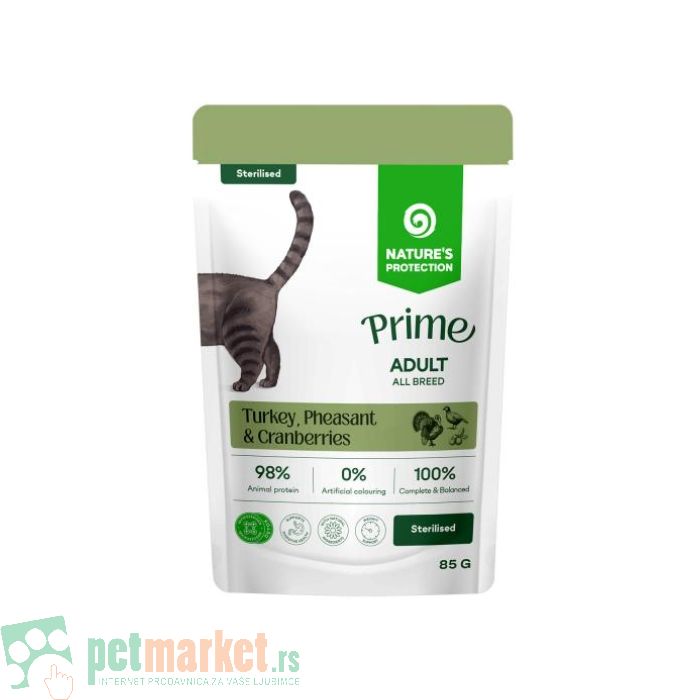 Nature’s Protection Prime: Preliv za sterilisane mačke Adult Sterilized, 85 gr x 12 kom