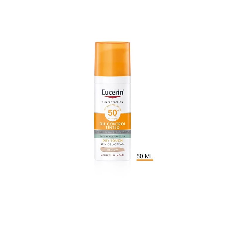 Eucerin Oil Control Tonirani Gel-krem za zaštitu masne kože od sunca SPF 50+ Tamni