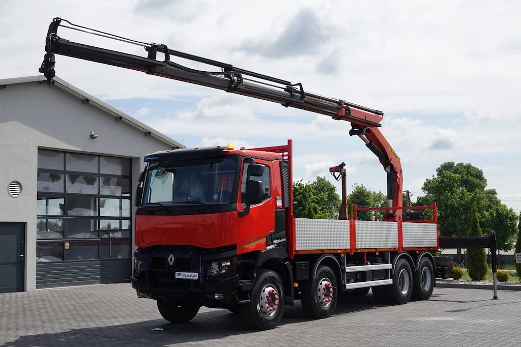 Renault C 430 / 8x4 / SKRZYNIOWY 7 M + HDS PALFINGER PK 24001-K C / WYSÓ kamion s ravnom platformom