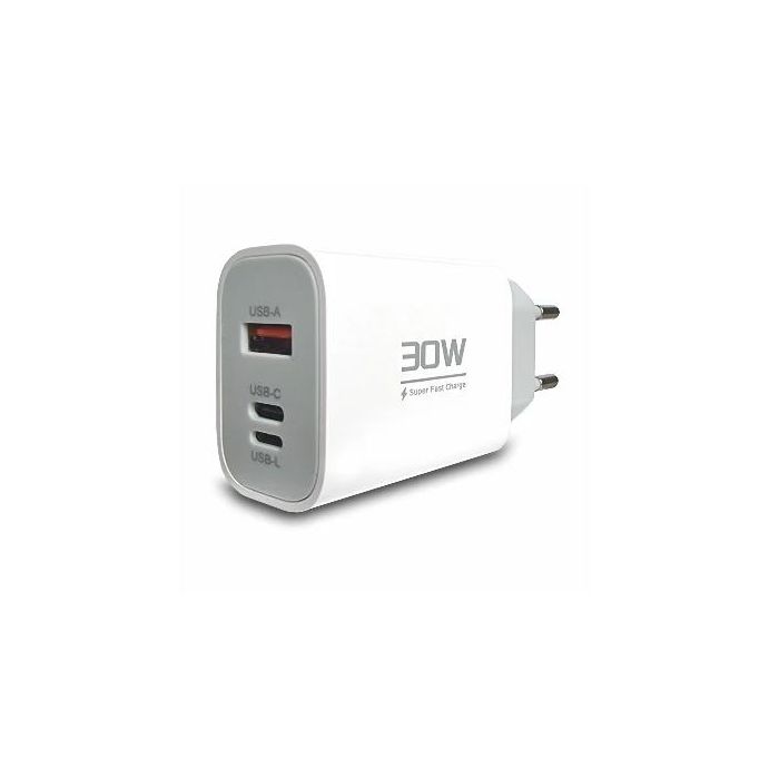 Bavitel punjač 30W Usb A/Type C/IOS + kabl Type C/Lightning bela KeKe-PD004