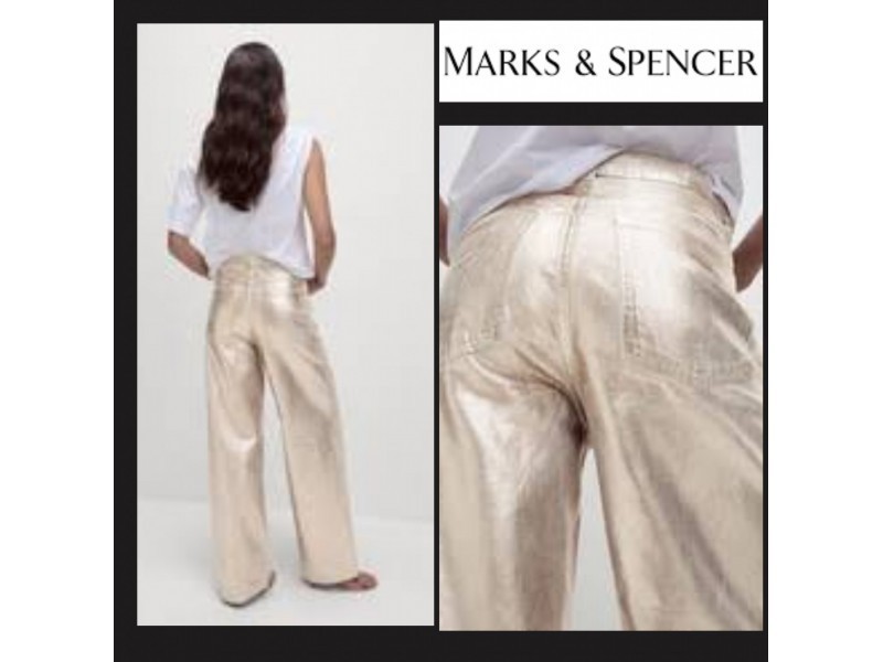 *Marks&Spencer 50*Metallic Wide Leg Jeans*NOVE