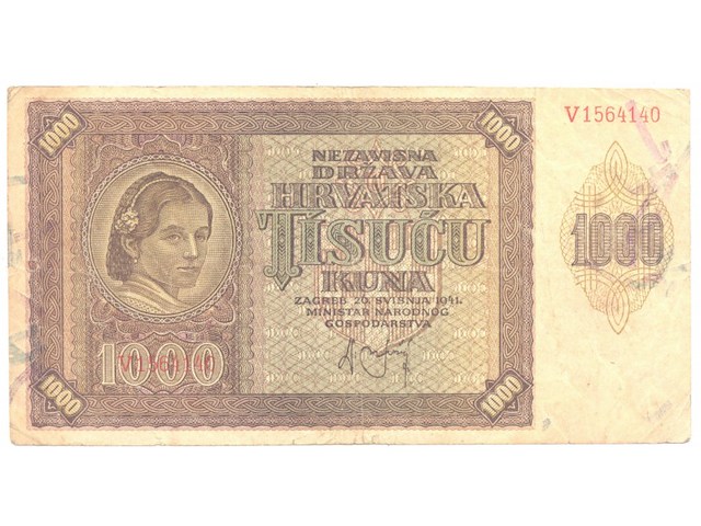 Hrvatska NDH 1000 kuna 1941