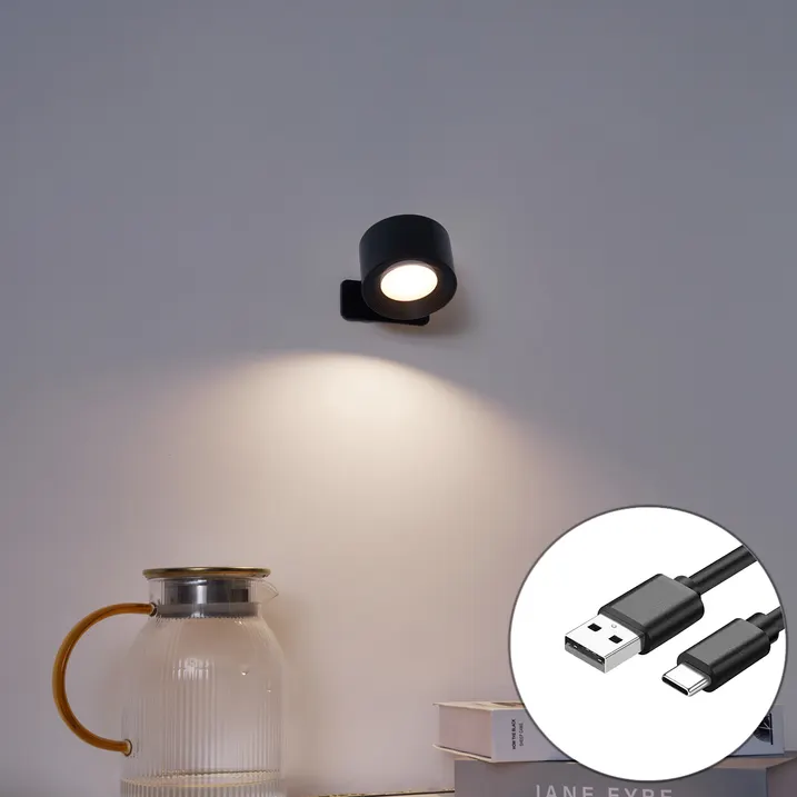 Moderna zidna i plafonska lampa crna uklj. punjivu LED - Bright