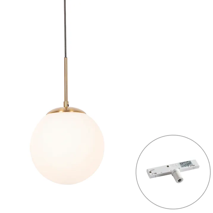 Art Deco viseća lampa zlatna sa opalnim staklom uklj. adapter za šinu bela 1-fazna - Slimline Flore