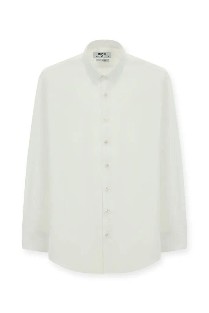 Kigili Muška košulja dugih rukava, Slim Fit, Bela