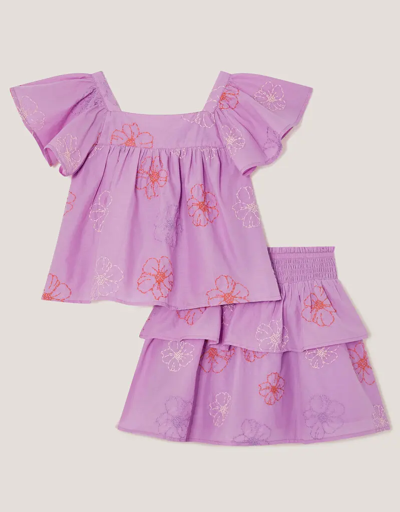 Monsoon Komplet za devojčice, Bluza i suknja, Ljubičasti