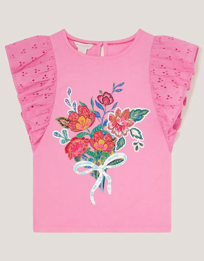 Monsoon Majica za devojčice Flower Bouquet Top, Roze