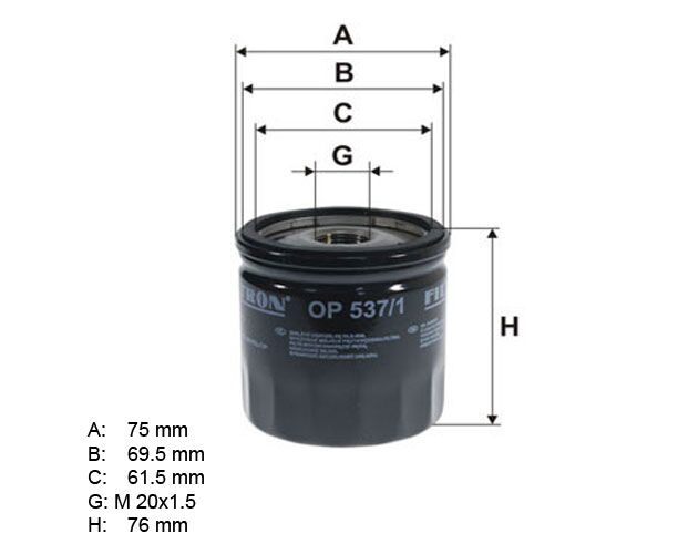 Filter ulja Filtron OP537/1 - F133 - COF101103S - DO1815