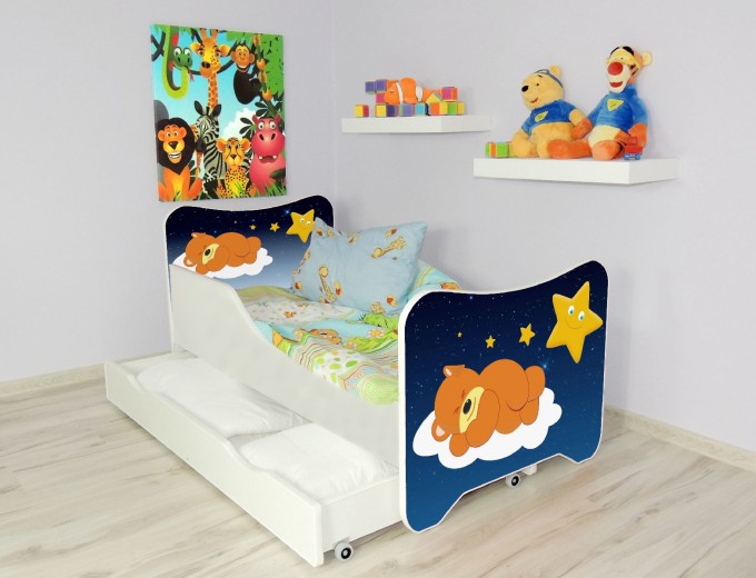 Serija HK Sa Fiokom-Sleep Teddy Dečiji Krevet Sa Dušekom I Letvicama
