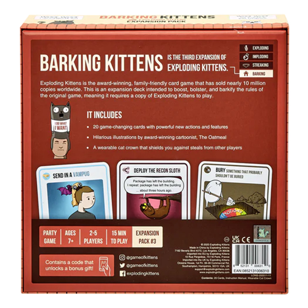 Board Game Exploding Kittens 3rd Expansion - Barking Kittens