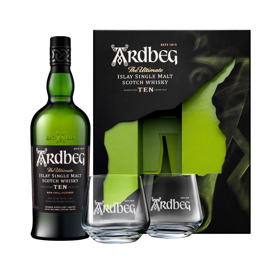 Ardbeg 10 yo 70cl + 2 čaše