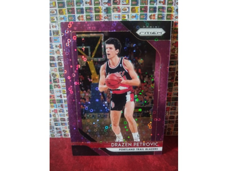 Drazen Petrovic NBA Prizm 2018 19 - Purple Disco Num 75