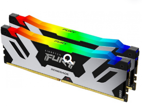 Kingston DDR5 96GB (2x48GB) 6400MHz FURY RENEGADE RGB, Non-ECC UDIMM, CL32 1.4V, 288-pin 2Rx8, Silver/Black, Memory Kit, w/RGB Heatsink, XMP ( KF5
