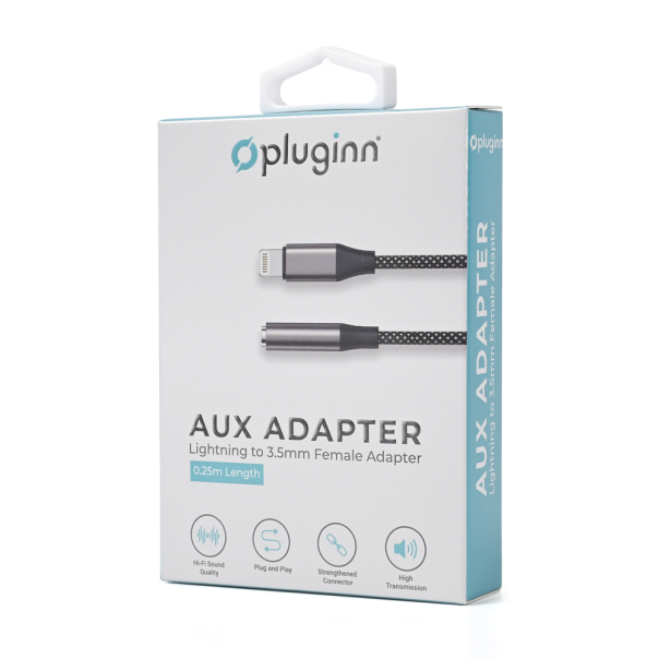 Adapter Pluginn AUX Z na Lightning 0.25m crni
