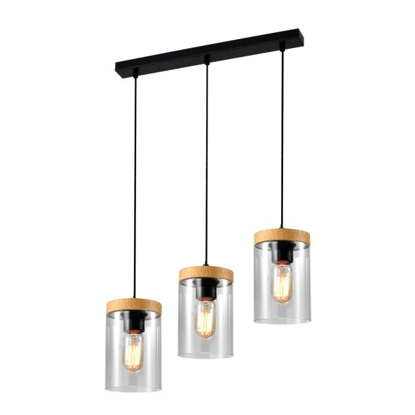 Wels Visilica Crna + Drvo 3x40W E27