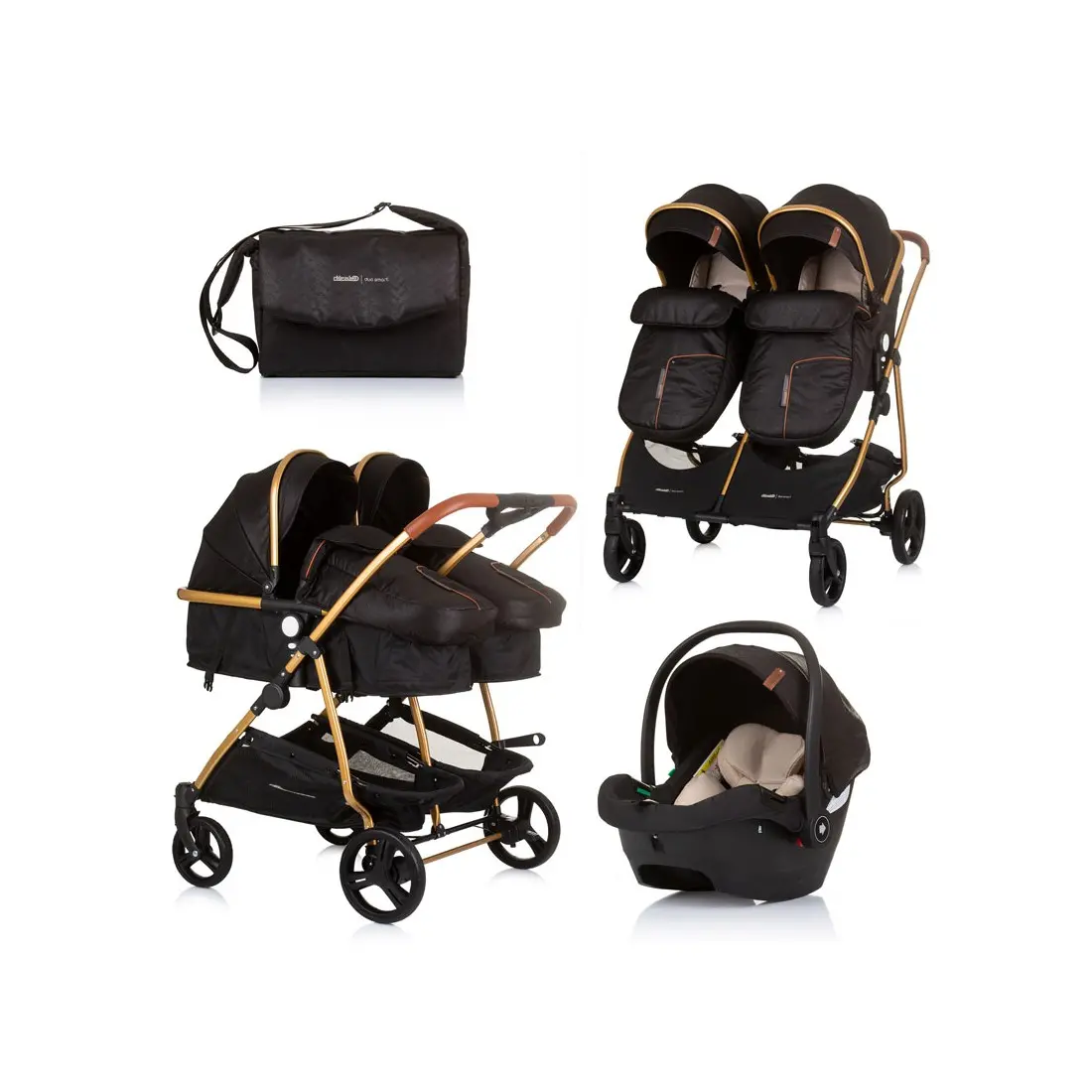 Duo smart blizanačka kolica + AS – crna