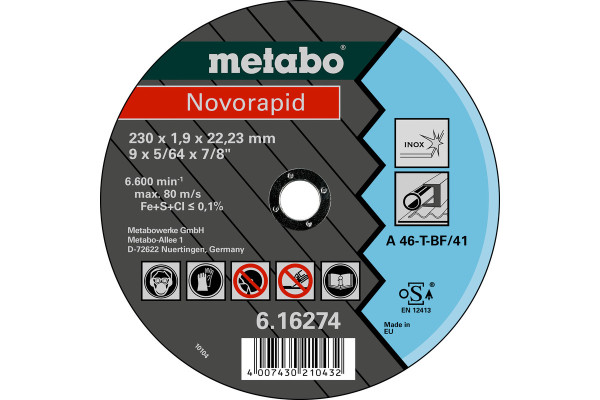 Metabo Rezna ploča Novorapid za inox 115X1.0 X 22.23, 616270000