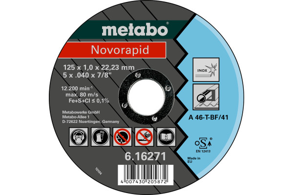 Metabo Rezna ploča Novorapid za inox 125X1.0 X 22.23, 616271000