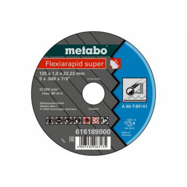 Metabo Rezna ploča Flexiarapid Super za čelik A 60-T 115 x 1 x 22,23 mm, 616188000