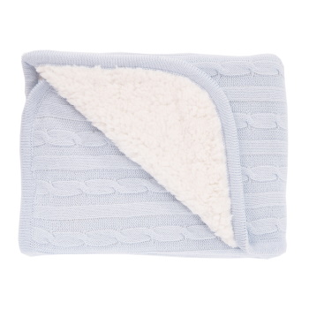 KikkaBoo Pleteno dvostrano baby ćebence sherpa 75x100 Light Blue (KKB12040)