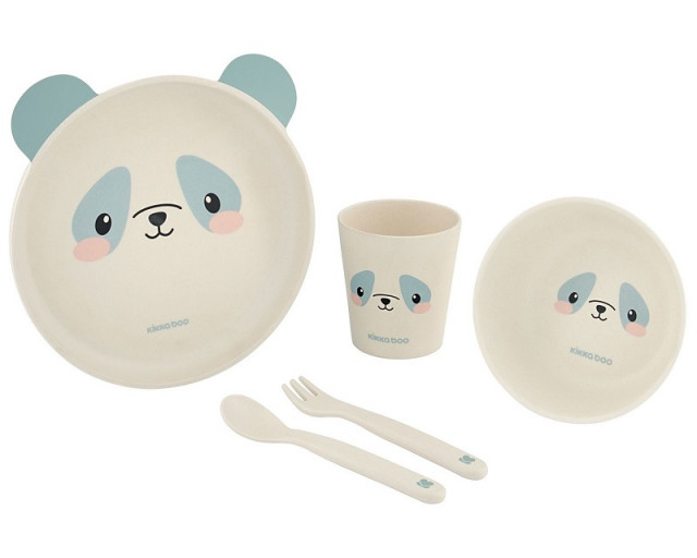 KikkaBoo set posuđa od bambusa panda blue ( KKB40072 )