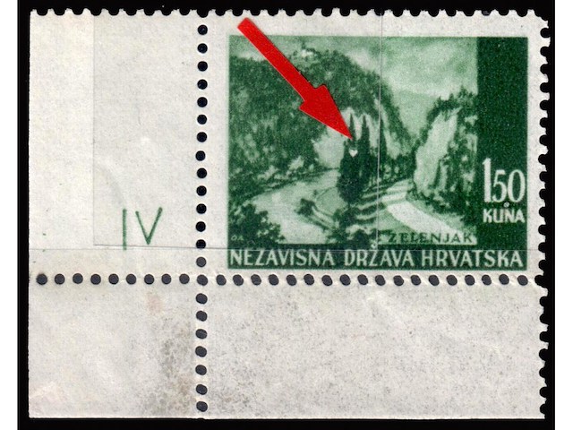NDH 1941 PREDELI 1.50 KUNA - SRCE U DRVETU - RETKO!