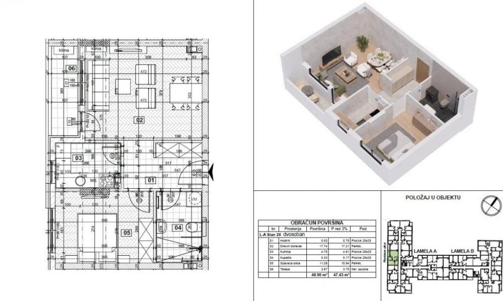 Dvosoban stan na prodaju, 47m2, 117.900€