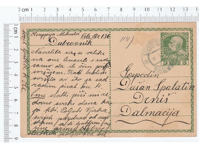 Dopisnica - 1915 - Dubrovnik-Drniš
