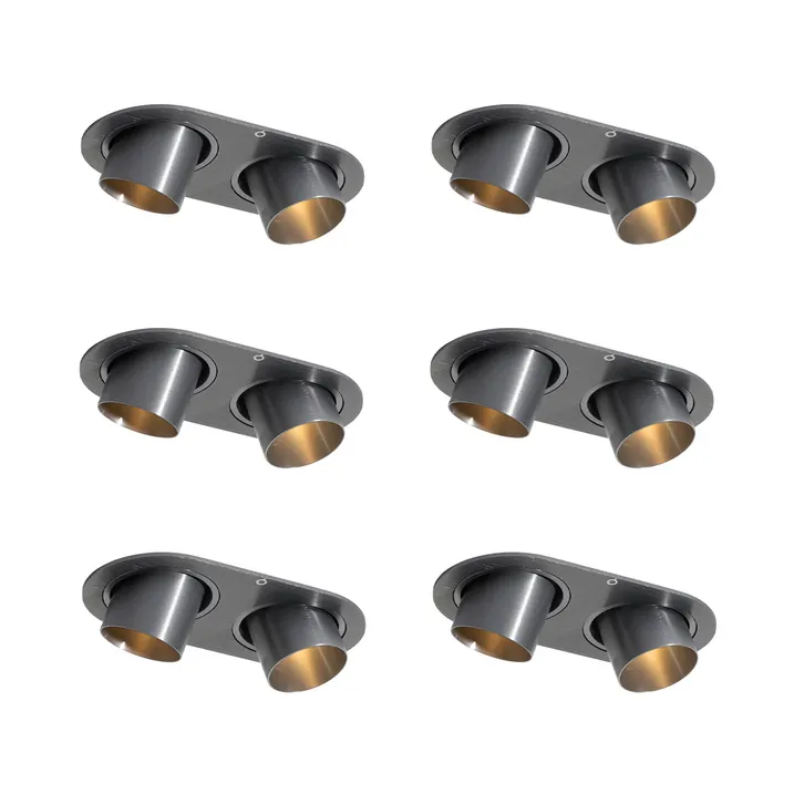 Set od 6 ugradnih reflektora metalik boje GU10 35mm sa mogućnošću nagiba 2-Light - Installa