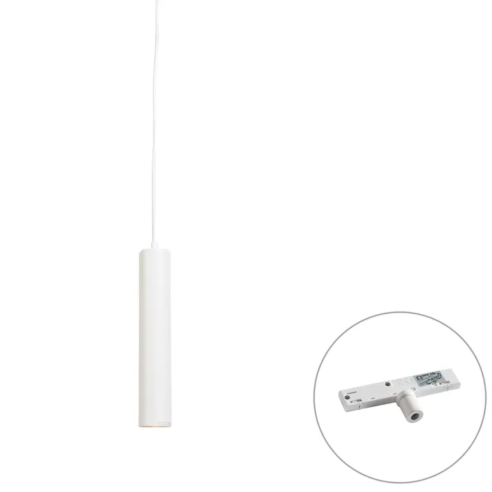 Dizajnerska viseća lampa bela uklj. adapter za šinu 1-fazna - Slimline Tuba Small