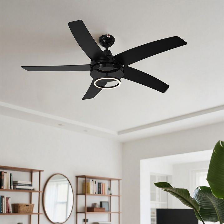 Ventilator za plafon crni 132 cm uklj. LED sa daljinskim upravljačem - Cool Anello