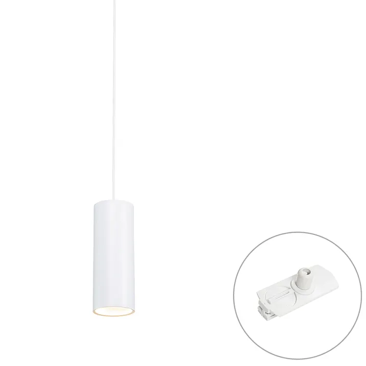 Dizajnerska viseća lampa bela uklj. adapter za šinu 1-fazna - Iconic Tubo