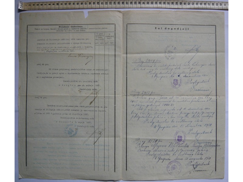 Lični iskaz - Gospić - 1920-22