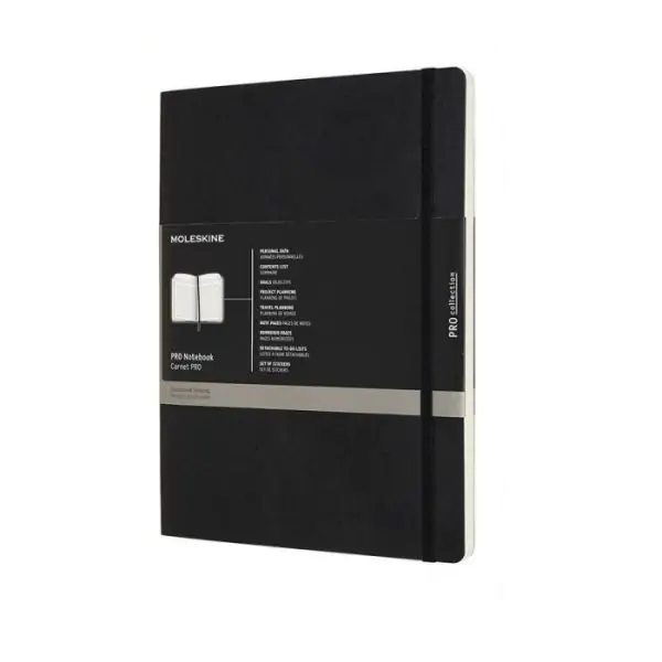 Rokovnik Moleskine Pro black mek povez XL