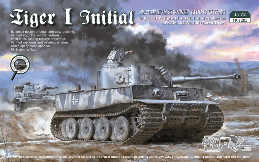 BORDER MODEL 1/72 Tiger I Initial Sd.Kfz.181 Pz.pfw.VI Ausf.E Initail Production s.Pz.Abt 502, No.100 (Eared Tiger)