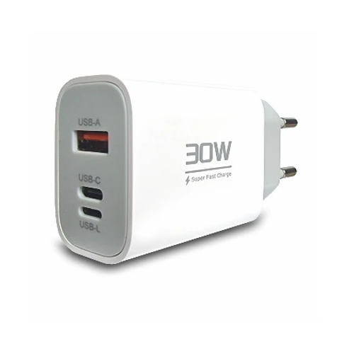 Bavitel punjač 30W Usb A/Type C/IOS + kabl Type C/Lightning bela KeKe-PD004